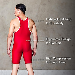 Elite Sports New Item Standard Wrestling Singlet, XX-Large, Red