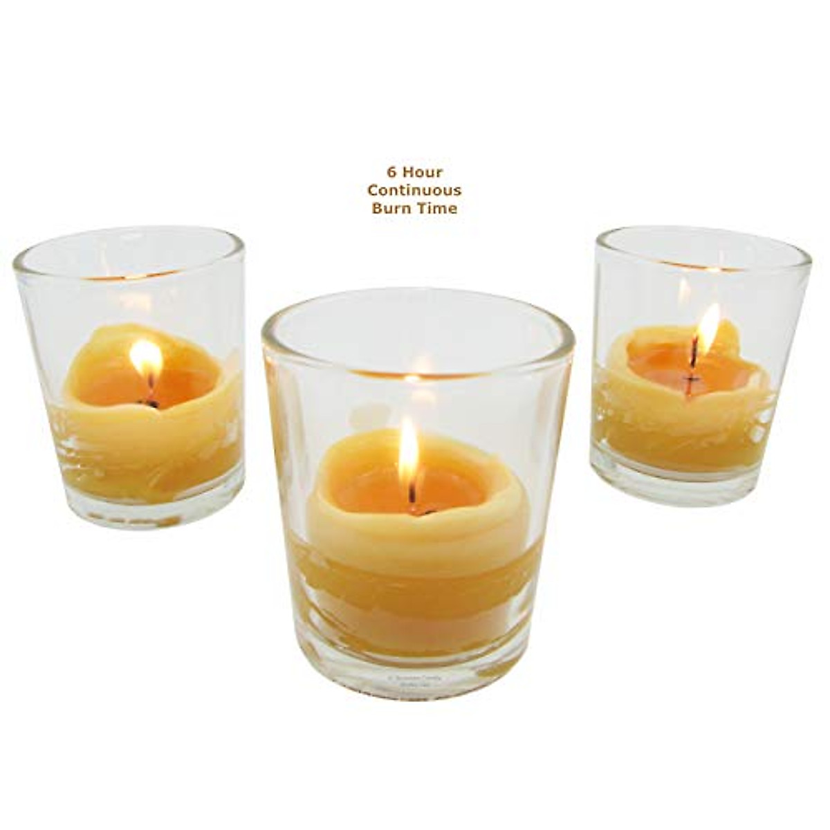 Beeswax Candle Works, 10-Hour Votives (Pack of 12) 100% USA Beeswax