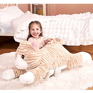 IKASA Large Cat Stuffed Animal Plush Toy,Giant Kitten Cute Jumbo Soft Toys,Huge Big Size Plushy Gigantic Plushie,Gifts for Kid Girl (30 inches, Orange)