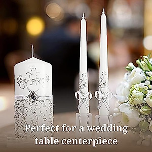 Unity Candles for Wedding Ceremony Set - 3 Pcs 6" Pillar & 2 10" Tapers Candles - Unity Decorative Wedding Candle White Ceremonial Candles - Velas Decorativas para Boda - Wedding Table Centerpiece