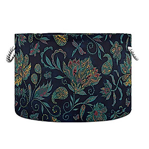 ALAZA Paisley Watercolor Floral Ethnic Pattern Storage Basket Gift Baskets Large Collapsible Laundry Hamper with Handle, 20x20x14 in