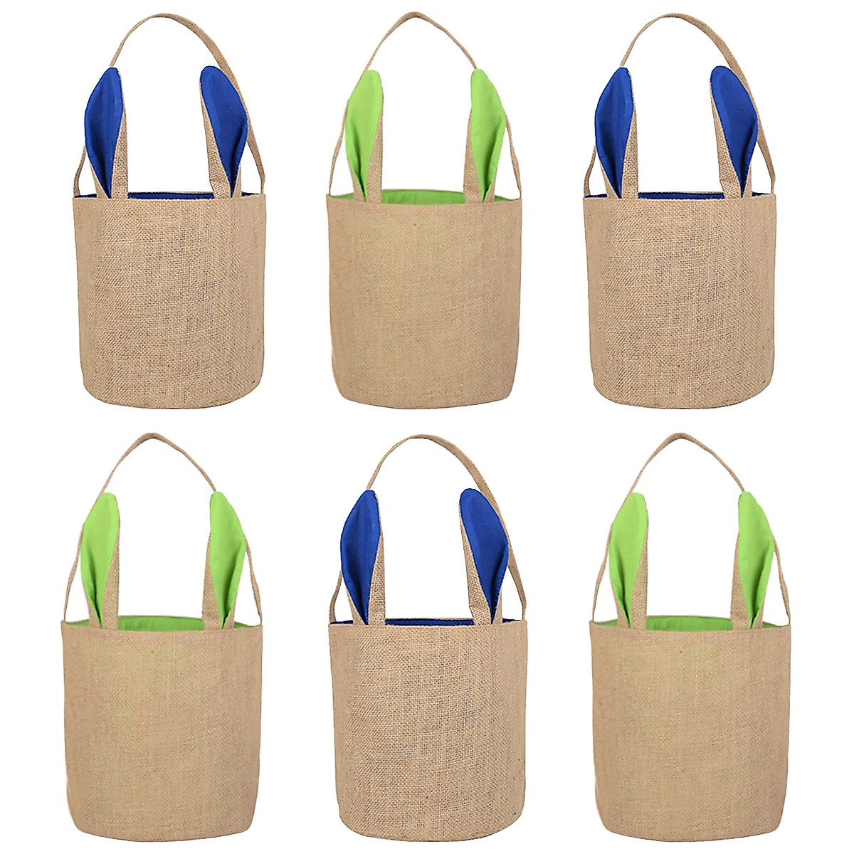 TopTie 6 PCS Bunny Easter Basket, Easter Bunny Bags, Easter Decoration Rabbit Bucket for Eggs Hunts and Candy