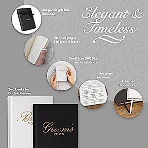 AERAI GROUP Vow Books, Wedding Vows Book - Bride and Groom Vow Book for Wedding - Wedding Booklets Black and Gold - Vow Journal 5.5 x 3.9 In with Box - Wedding Notebook - Bridal Shower & Vow Renewal