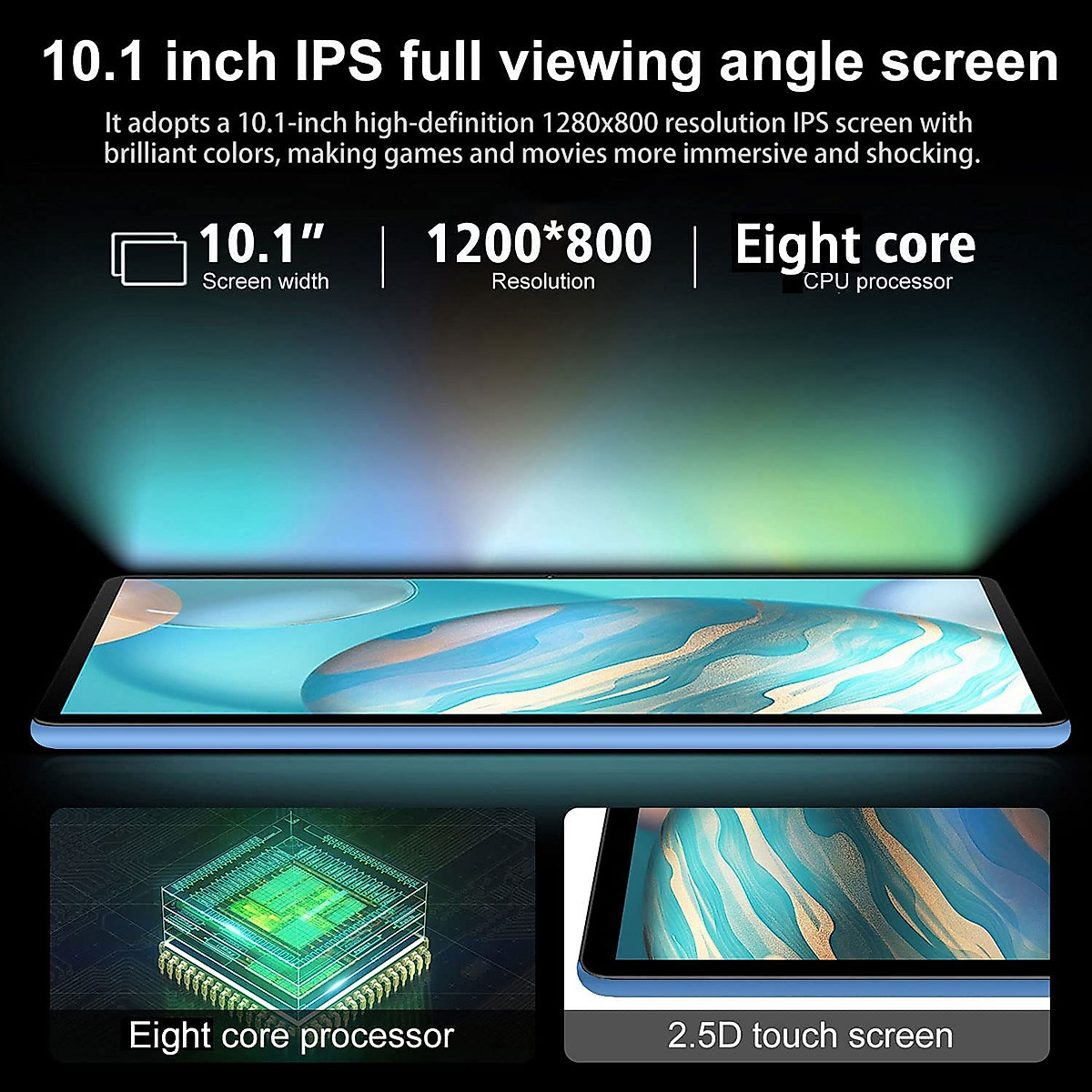 2023 Newest 128GB ROM + 6GB RAM Storage Tablet with Keyboard 10 Inch, Android 11 Tablet Newest Octa-core Processor, 2 in 1 Tablet with 1 Sim Slot+ 5G Dual WiFi network, 1920x1200 HD Display -Blue