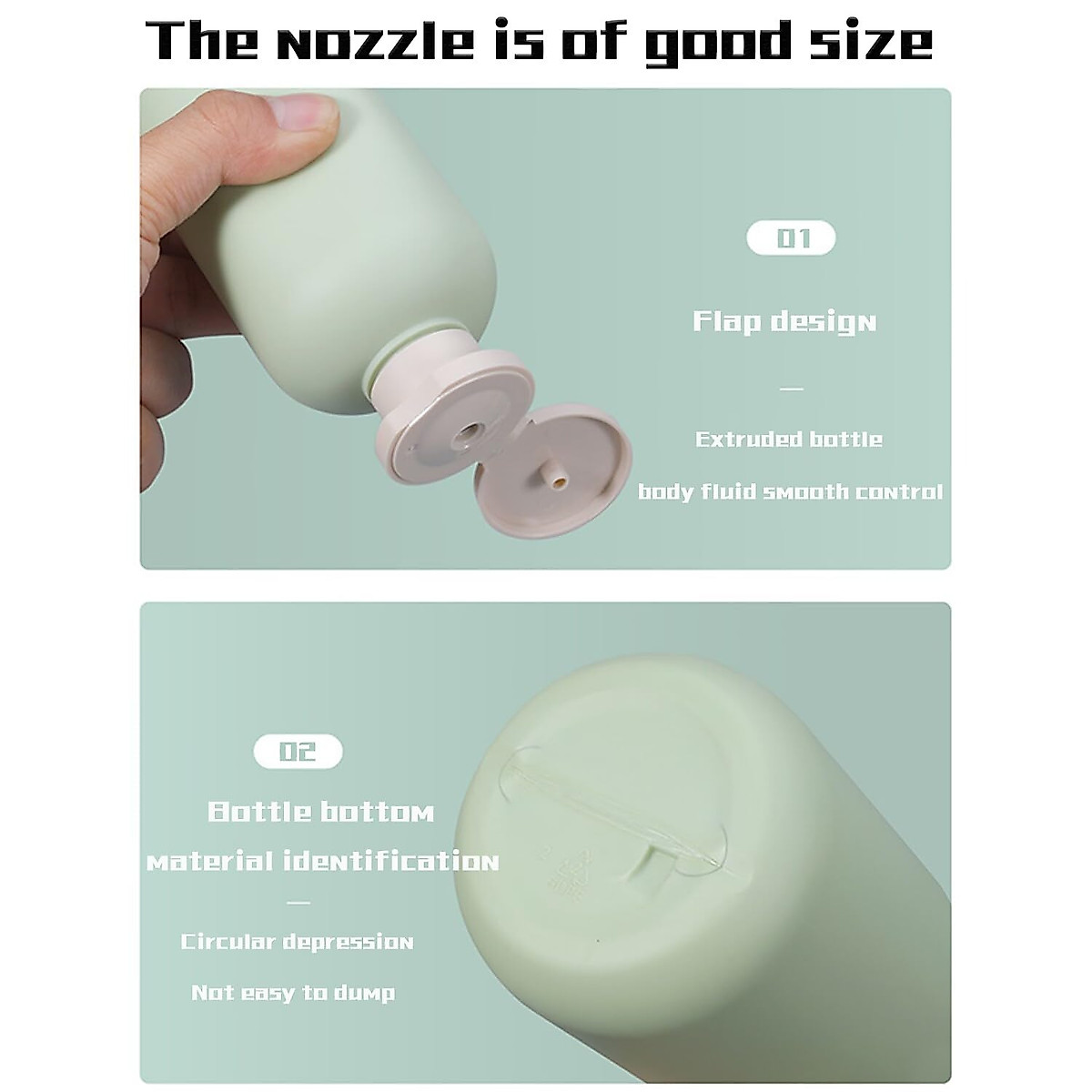 ELESDA Travel Shampoo and Conditioner Bottles Refillable, 7oz Plastic Squeeze Bottles with Caps Travel Bottles for Toiletries Shampoo and Conditioner Dispenser Leak Proof Toiletry Travel Size Bottles