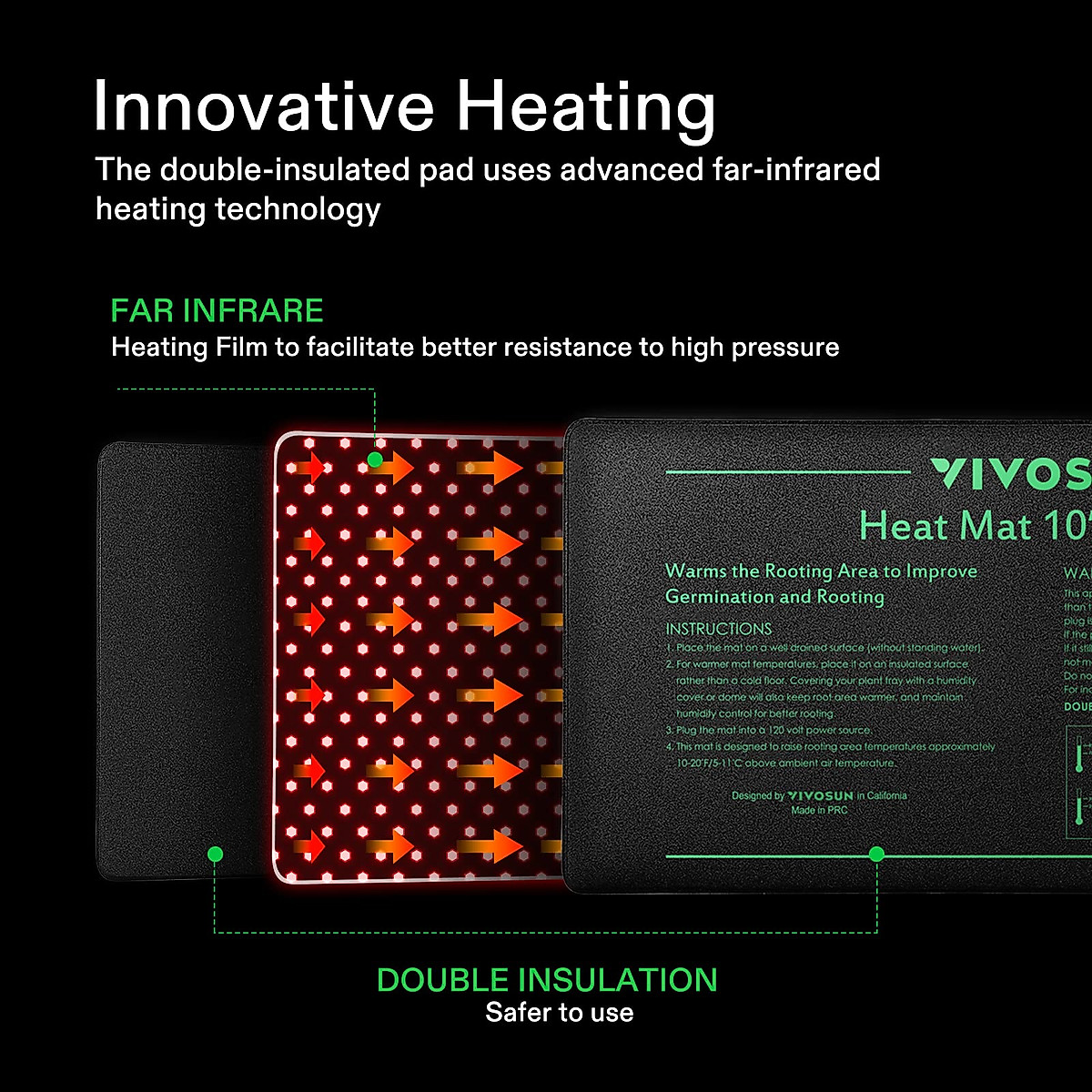 VIVOSUN 2 Pack Durable Waterproof Seedling Heat Mat Warm Hydroponic Heating Pad and 12-Pack Seed Starter Trays, 144-Cell Seed Starter Kit with Humidity Dome