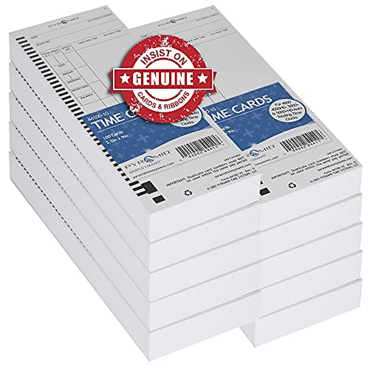 Pyramid Time Systems, 44100-10MB, 1,000 Count Genuine and Authentic Time Cards for 4000, 4000Pro, 4000ProK and 5000 Series Time Clocks from Pyramid, Time Cards
