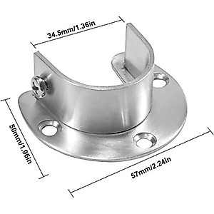 HQDeal 2 Pack Stainless Steel Closet Pole Sockets, Heavy Duty Closet Rod End Supports U Shaped Flange Rod Holder with Screws for Wardrobe Bracket Shower Curtain Rod Flange Socket Kit (25mm)