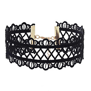 Zoestar Lace Choker Necklaces Vintage Black Elastic Stretch Necklace Chain Accessories for Women