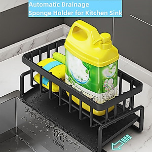 VILCEN Sponge Holder for Kitchen Sink, Kitchen Sink Caddy Rustproof 304 Stainless Steel Dish Sponge Organizer with Detachable Dishcloth Rack Bathroom Organizer Dish Soap Dispenser Brush Holder Storage