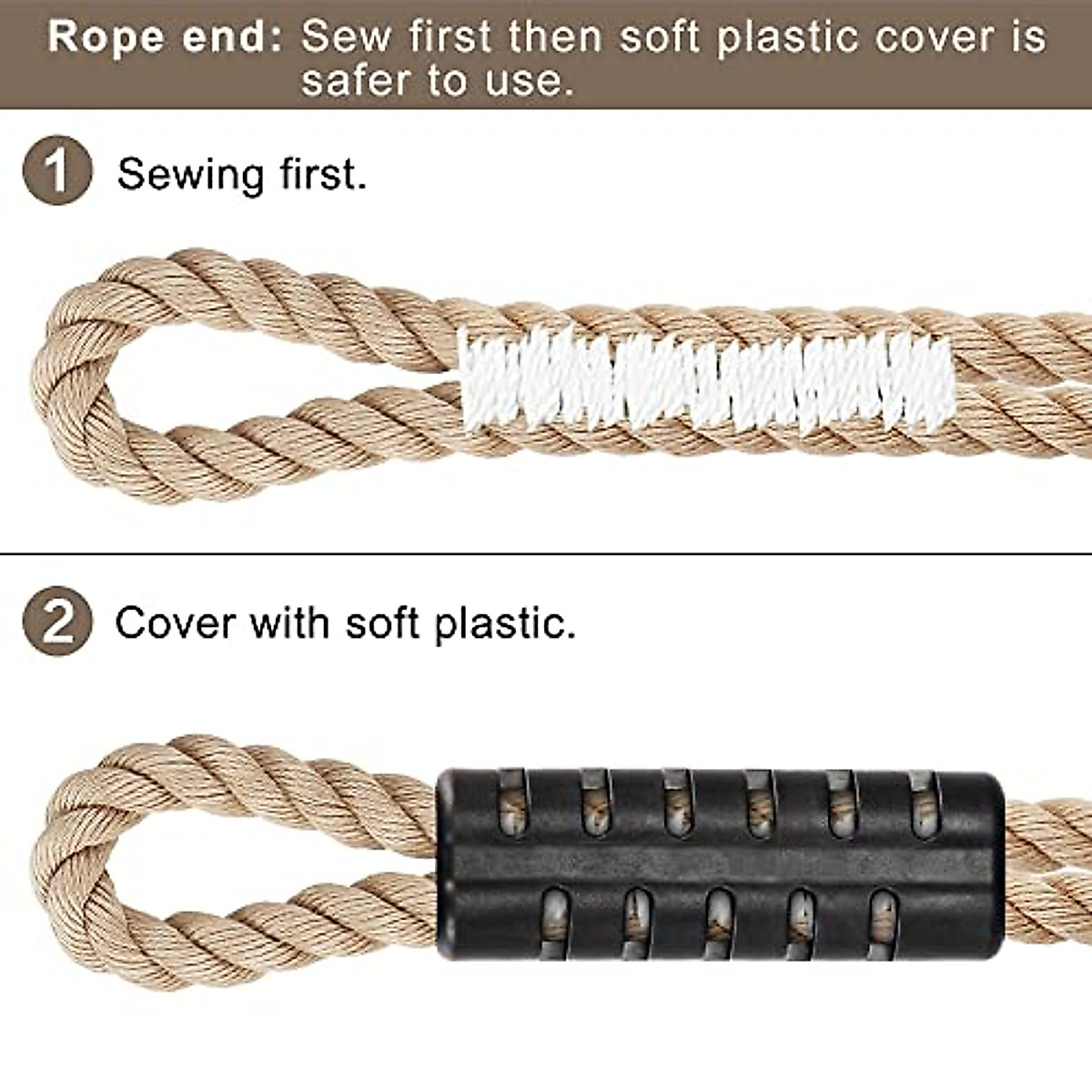 BeneLabel Tree Swing Rope, 39 inch, Hammock Tree Swing Hanging Strap, Heavy Duty Hook, for Indoor Outdoor Swing Hammock Playground Set Accessories, 1 Pcs, Off-White