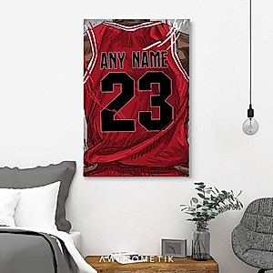 "AWESOMETIK" Chicago/Basketball PERSONALIZED Jersey Canvas Print, Basketball Fan, Kids Decor, Man Cave Gift Wall Art, Office Home Decor. Ready to Hang. Made in USA