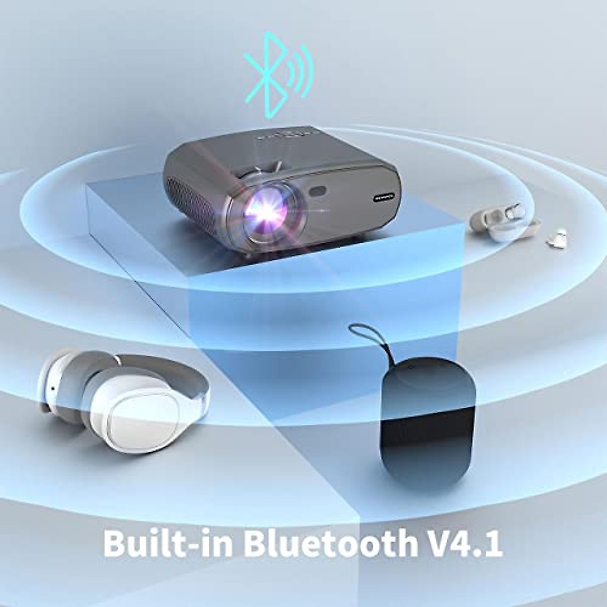 Native 1080P 15000 Lumens Projector, WEWATCH Portable 2.4G 5G Projector with WiFi and Bluetooth Mini Movie Projector, 200" Display 230 ANSI Lumens Video Projector for Home Outdoor, HDMI, VGA, USB
