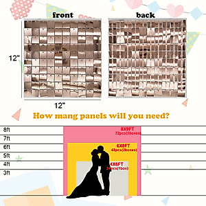 ZUOVAOV Shimmer Wall Backdrop Ppanels- 24 Pieces Square Panel DIY Party Backdrop for Birthday Party, Wedding, Bachelor Party, Halloween & Christmas Party and Other Party Events (Rose Gold)