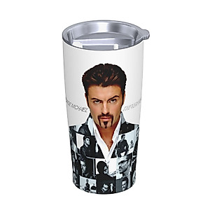 DFAGGQL George Music Michael Stainless Steel Insulated Tumbler Coffee Mug Water Cup Vacuum Bottle with Straw and Lid 20 oz