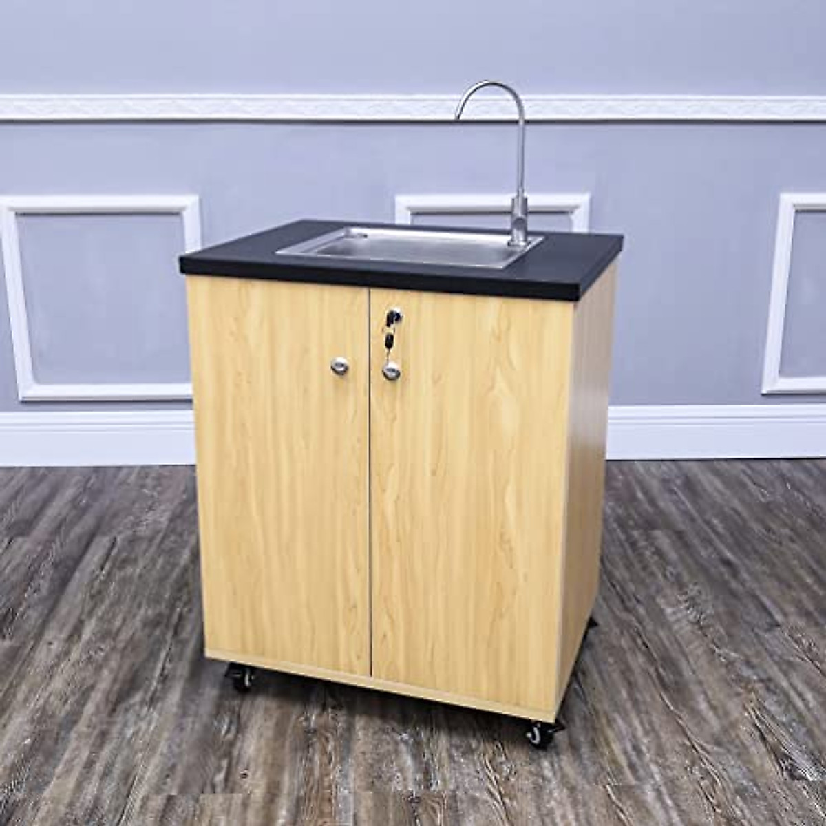 FixtureDisplays Portable Sink Self Contained Hand Wash Station Mobile Sink Water Fountain Portable Sink Water Supply w/Pump 110V Power Caulk All Places to Water Proof 10122-NPF