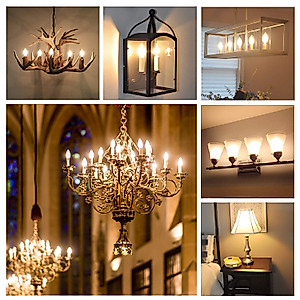 Hizashi 90+CRI Candelabra LED Light Bulbs 60 Watt, 2700K Soft White, E12 LED Bulb Dimmable, B11 Chandelier Light Bulbs, 6W, 550LM, Candle Light Bulbs, UL Listed, 12 Pack