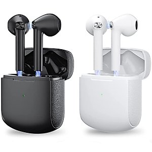 True Wireless Earbuds Bluetooth Earphones with Charging Case, Ipx5 Waterproof Ear Buds Wireless Bluetooth Earbuds Clear Call Built in Mic, 24 Hrs Compatible for iPhone Android Deep Bass Earbuds