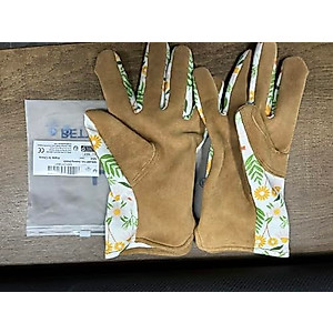 HANDLANDY Leather Gardening Gloves for Women, 3D Mesh Comfort Fit- Improves Dexterity and Breathability, Pigskin Scratch Resistance Garden Yard Working Gloves (Medium, Green)