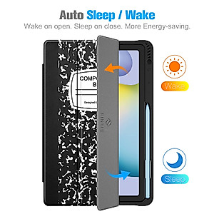 Fintie Slim Case for Samsung Galaxy Tab S6 Lite 10.4 Inch 2024/2022/2020 with Built-in S Pen Holder, Soft TPU Smart Stand Back Cover Auto Wake/Sleep, Composition