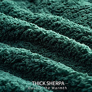 RECYCO Faux Fur Sherpa Throw Blanket Dark Green, Super Soft Fuzzy Fluffy Blankets Plush Warm Cozy Throw Reversible Comfy Thick Shaggy Sherpa Blanket for Couch Sofa Bed 50x60 Inches
