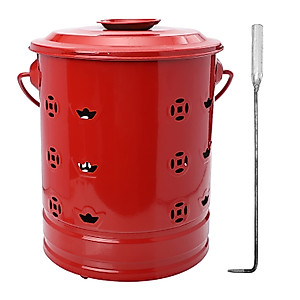 DOITOOL 1 Set Incinerator Can Stainless Steel Burn Barrel Household Burning Paper Bucket with Hooks Barrel Fire Pit Burn Cage for Paper Leaf Yard Waste Trash 9. 04X9. 04X7. 47inch
