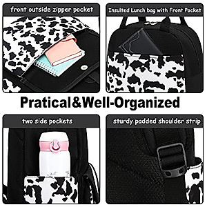 Bluboon College Laptop Backpack School Bookbag Travel School Bag for High School(Cow-Black)