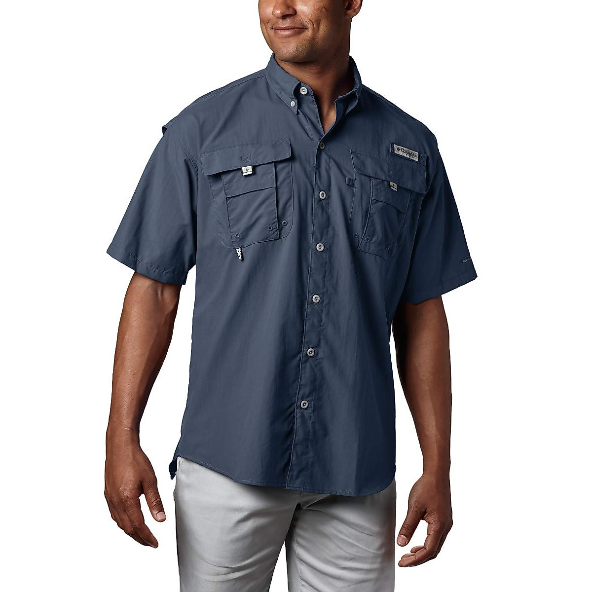 Columbia Men's Bahama II UPF 30 Short Sleeve PFG Fishing Shirt, Collegiate Navy, Large
