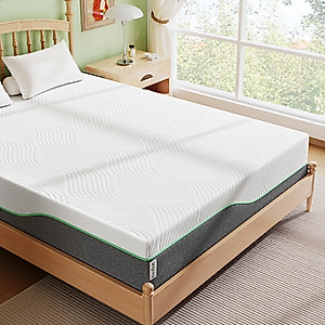 koorlian King Size Mattress, 10 Inch Gel Memory Foam Mattress in a Box with Breathable Knitted Cover, Pressure Relief Supportive King Mattress with Motion Isolation, Green