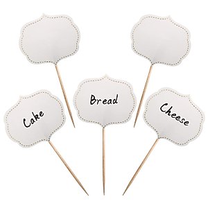 BLUE TOP 50 Pieces Cupcake Picks Blank Toothpick Flags Cake Toppers Cheese Markers Buffet Labels for Charcuterie Board Food Tags Toothpick Signs,Wedding,Birthday Party and Dinner Decorations Supplies.