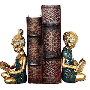 Bellaa 22951 Boy Girl Bookends Studious Reading Scholar Bookrack Book End 8 inch