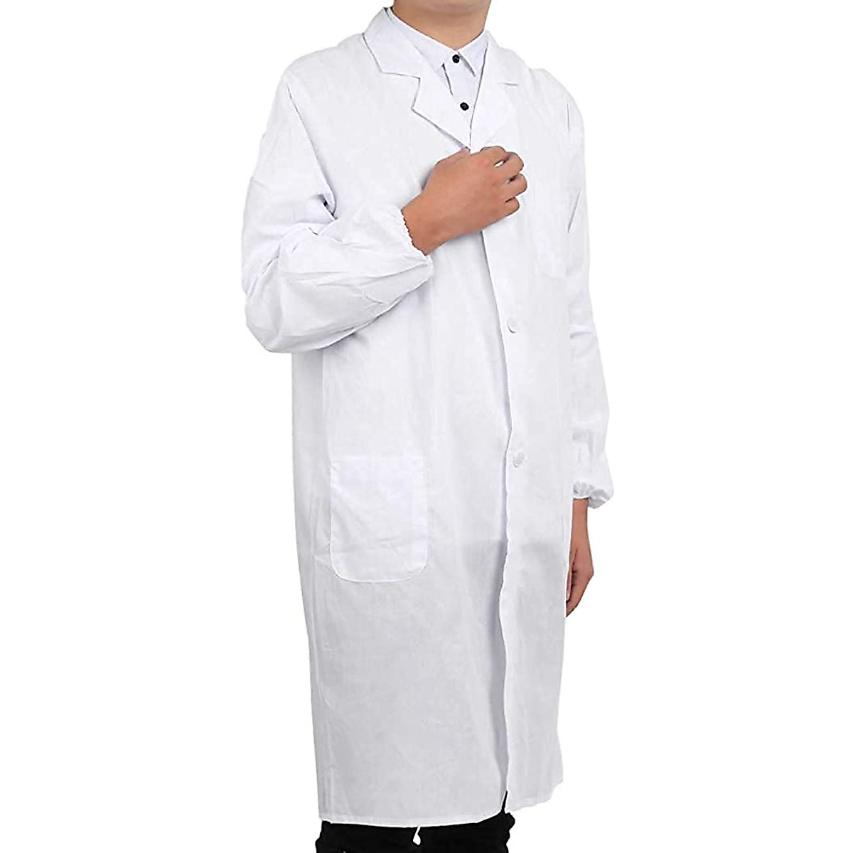 Pinkpum Men Lab Coat Unisex Long Sleeve Lab Coat for Women White Coats for Laboratory Medical White 3XL