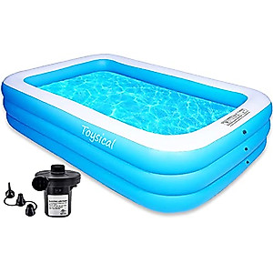 Toysical Inflatable Pool for Kids and Adults with Pump - 118 x 72 x 22 - More Durable Than Other Blow up Pools for Adults - Includes Patches