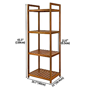 Utoplike Teak Wood Bathroom Shelf Organizer Stand, Standing Shelves Shower Caddy Units, Freestanding 4 Tier Bath Storage for Floor, Kitchen, Office
