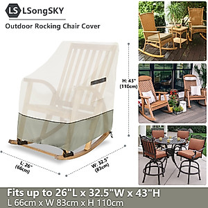 LSongSKY Outdoor Rocking Chair Cover 2 Pack, 100% Waterproof Heavy Duty Chair Covers, Patio Rocking Chair Covers for Outdoor Furniture, 26" W x 32.5" D x 43" H inches, White & Grayish Green