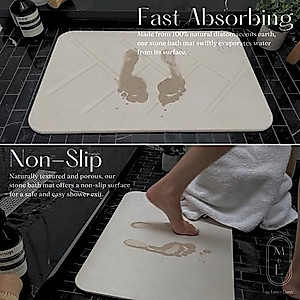 M&L Premium Stone Bath Mat Large - Double Sided, Non-Slip Fast-Drying Mat for Kitchen Counter, Tub & Bathroom Floor - Super Absorbent Diatomaceous Earth Shower Mat - Home Decor & Modern Accessories