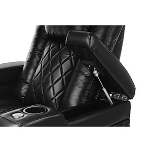 Valencia Tuscany Home Theater Seating | Premium Top Grain Italian Nappa 11000 Leather, Power Reclining, Power Lumbar Support, Power Headrest (Row of 2 Loveseat, Black)
