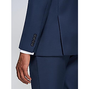 CHAMA Men's 100% Wool 2 Piece Suit Set, Classic Fit Two Button Suit Jacket Blazer & Pants Set Suit - Many Colors Navy…