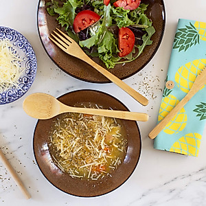 Totally Bamboo Take Along Reusable Bamboo Utensil Set with Straw, Dishwasher Safe, Pineapple Design