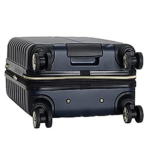 Kenneth Cole Reaction "Madison Square" Women's Luggage Lightweight Hardside Chevron Expandable 8-Wheel Spinner Carry On Suitcase, 20-inch Carry-On, Navy With Gold Zippers