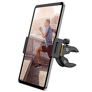 Lamicall Tablet Holder for Spin Bike - Tablet Mount Clamp for Indoor Bike Peloton, Treadmill, Exercise Bicycle Clamp for iPad Pro/Air/Mini and 4.7-12.9" Tablet