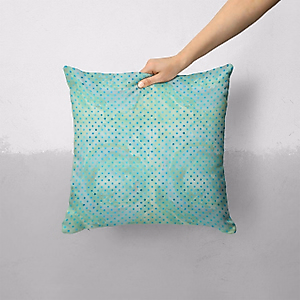 iiRov Green and Blue Watercolor Polka Dot Pattern - Custom Decorative Home Decor Indoor or Outdoor Throw Pillow Cover Plus Cushion Set for Sofa, Bed or Couch (Pillow CASE Cover Plus Cushion)