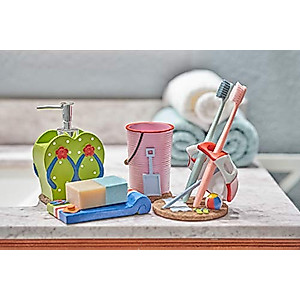 Smilewares Fun Beach Theme Bath Accessories Set (4-Piece) Includes soap Dispenser, Tumbler, Holder and Dish.