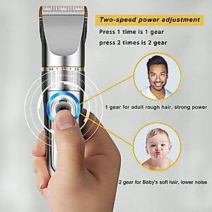 [upgraded version]Ensving Hair Clippers,2-Speed Professional Rechargeable Cordless Electric Hair Trimmer,Low Noise Beard Trimmer, Whole Body Washable Hair Cutting Kit, Multi-Purpose Haircut for Men,B