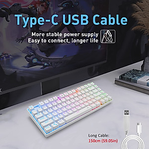 chuangquan Wireless Mechanical Gaming Keyboard, 2.4G/Wired 81 Keys Keyboard, Blue Switches Hotswap, RGB Backlit, High Battery Lasting, for PC Mac