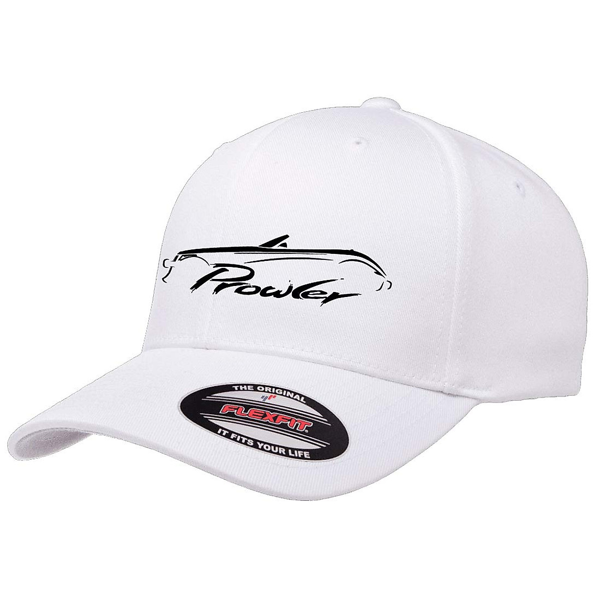 Plymouth Prowler Exotic Car Classic Outline Design Flexfit 6277 Athletic Baseball Fitted Hat Cap White L/XL