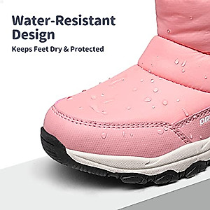 DREAM PAIRS Boys Girls Snow Boots Lightweight Slip Resistant Mid Calf Winter Shoes for Little/Big Kid,Size 2 Little Kid,Pink,SDSB2224K