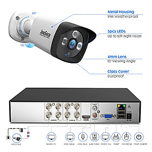 JouSecu 8CH Wired Security Camera System with 1TB Hard Drive, Upgrade 2MP CCTV DVR 8 Channel and 4 x 1080P Surveillance Bullet Cameras Outdoor Indoor with Night Vision, Weatherproof