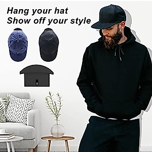 Hat Hooks for Wall - Hat Racks for Baseball Caps Organizer Cowboy Hat Rack Display Hat Holder Cap Hangers for Closet (Black, 10)