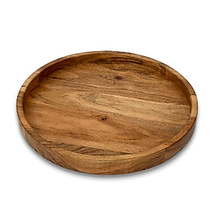 BlackRidge Home Lazy Susan Organizer, 14 inch Rustic Farmhouse Acacia Wood Lazy Susan Turntable, Wooden Lazy Susan Turntable for Table, Kitchen Countertop, Dining, Decorative Lazy Susan for Counter